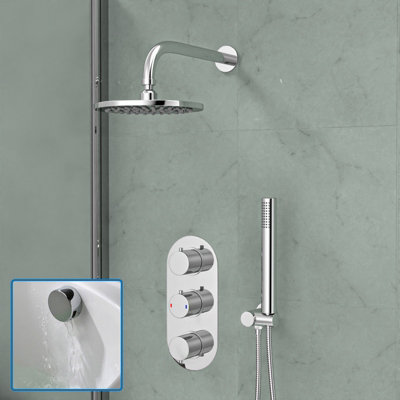 Nes Home Round 3 Way Concealed Mixer Shower Valve Pencil Handset Bath ...