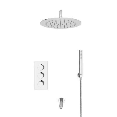 Nes Home Round 3 Way Concealed Thermostatic Shower Mixer Valve Shower ...