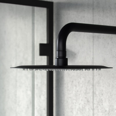 Nes Home Round Black Matte Thermostatic Concealed Shower, Head and Hand ...