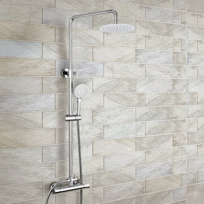 Nes Home Round Exposed Thermostatic Dual Control Shower Mixer | DIY at B&Q