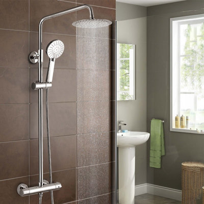 Nes Home Round Exposed Twin Head Shower Mixer With Slide Rail And ...
