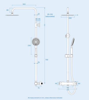 Nes Home Round Exposed Twin Head Shower Mixer With Slide Rail And ...
