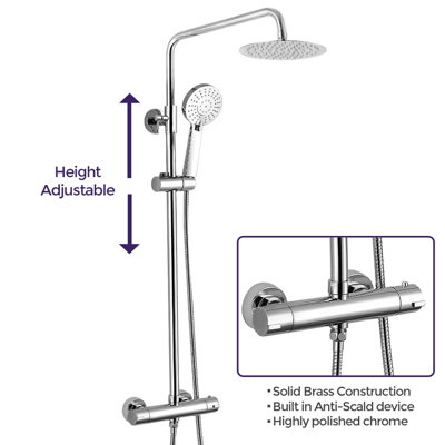 Nes Home Round Exposed Twin Head Shower Mixer With Slide Rail And ...