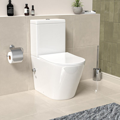 Nes Home Round Rimless Close Coupled Toilet With Integrated Hot Cold ...