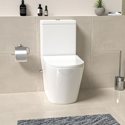 Nes Home Round Rimless Close Coupled Toilet With Integrated Hot Cold ...