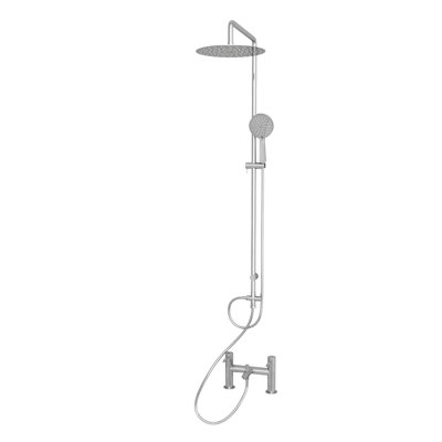 Nes Home Round Shower Mixer With Bath Filler Tap, Handset & Riser Rail Kit