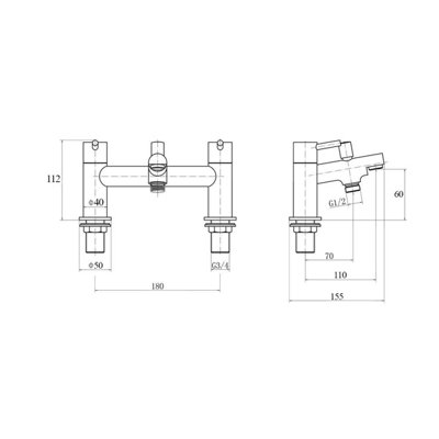 Nes Home Round Shower Mixer With Bath Filler Tap, Handset & Riser Rail Kit