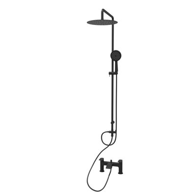 Nes Home Round Shower Riser Rail Kit With Mixer Tap & Handset Matte Black