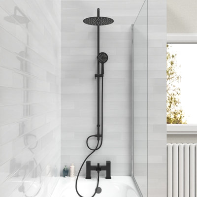 Nes Home Round Shower Riser Rail Kit With Waterfall Mixer & Handset ...