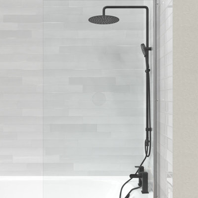 Nes Home Round Shower Riser Rail Kit With Waterfall Mixer & Handset ...