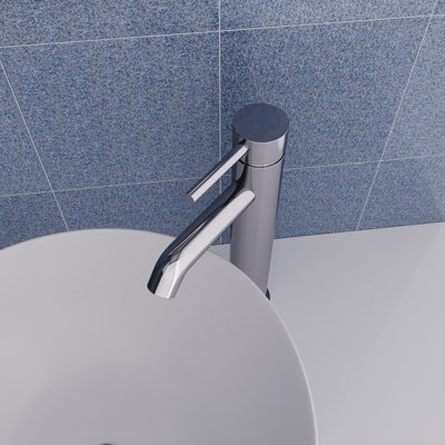 Nes Home Round Single Lever High Rise Bathroom Basin Mono Mixer Chrome Tap