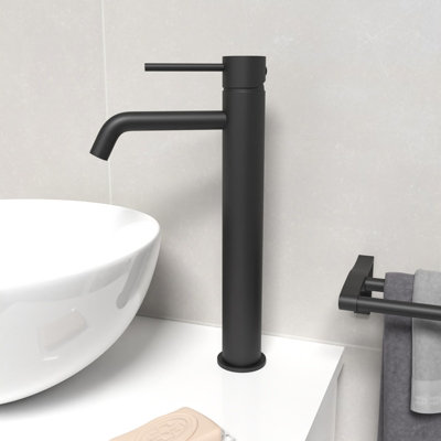 Nes Home Round Single Lever High Rise Bathroom Basin Mono Mixer Matte ...