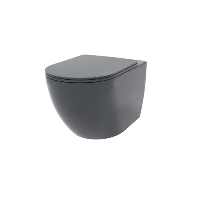 Nes Home Round Tornado Flush Round Dark Grey Wall Hung Rimless Toilet ...