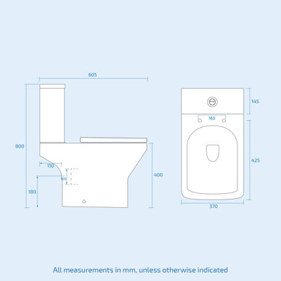 Nes Home Sandra Modern Square Rimless Close Coupled Toilet With Soft ...