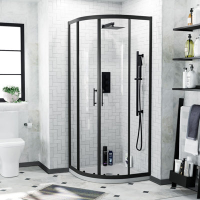 Nes Home Saturn 800 x 800 Black Quadrant Corner Shower Enclosure