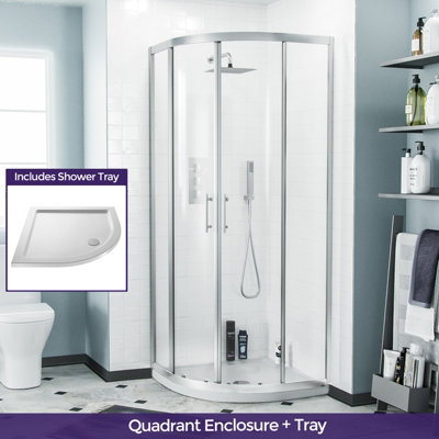 Nes Home Saturn Quadrant 800mm Curved Corner Shower Enclosure and Low ...