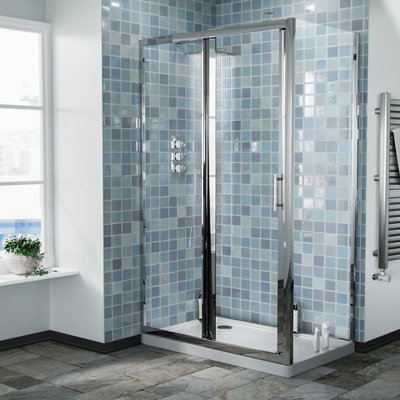 Nes Home Shower 1100mm Sliding Door with 700 mm Frameless Glass Side ...