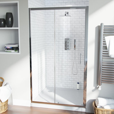Nes Home Shower 1100mm Sliding Door with 700 mm Frameless Glass Side ...