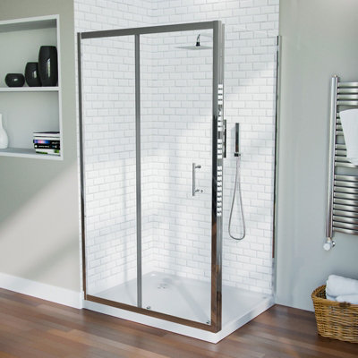 Nes Home Shower 1100mm Sliding Door with 700 mm Frameless Glass Side ...