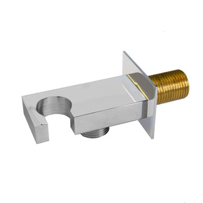 Nes Home Slim Square Chrome Wall Outlet Elbow Hose Connector with ...