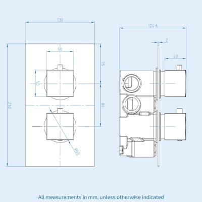 Nes Home Square 2 Dial 2 Way Concealed Thermostatic Shower Chrome