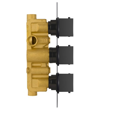 Nes Home Square 3 Dial 2 Outlet Concealed Thermostatic Shower Matt Black