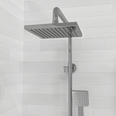 Nes Home Square Chrome 2 Ways Exposed Shower Mixer Riser Rail & Handset