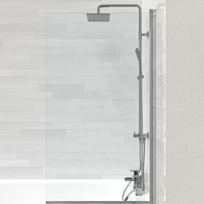 Nes Home Square Chrome 2 Ways Exposed Shower Mixer Riser Rail & Handset