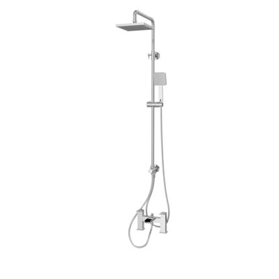 Nes Home Square Chrome 2 Ways Exposed Shower Mixer Riser Rail & Handset