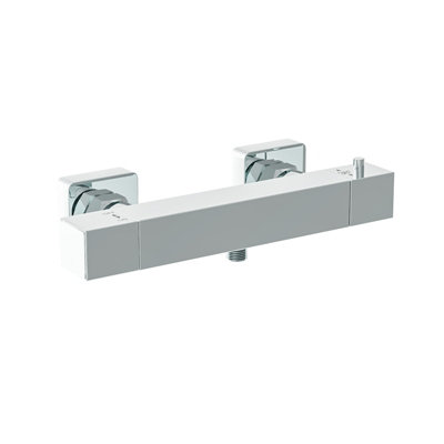 Nes Home Square Chrome Thermostatic Shower Bar Valve Single Outlet Wall ...