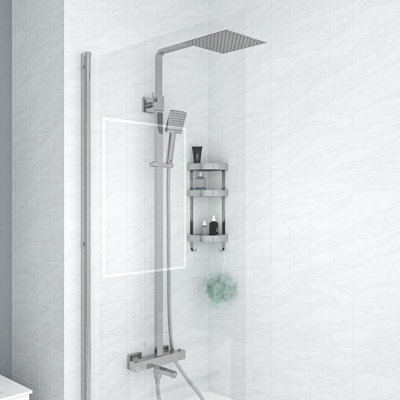 Nes Home Square Exposed Thermostatic Dual Control Shower Mixer Riser ...