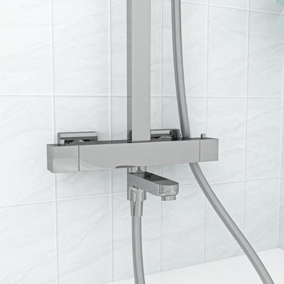 Nes Home Square Exposed Thermostatic Dual Control Shower Mixer Riser ...