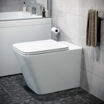 Nes Home Square Rimless Back To Wall Toilet With UF Seat White