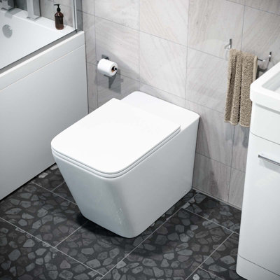 Nes Home Square Rimless Back To Wall Toilet With UF Seat White