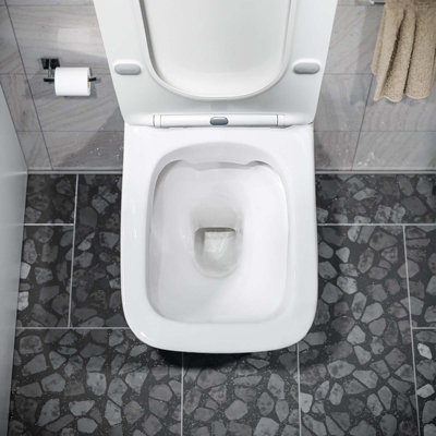 Nes Home Square Rimless Back To Wall Toilet With UF Seat White