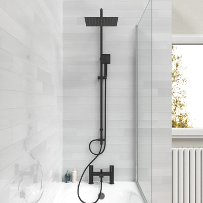 Nes Home Square Riser Rail Shower Kit With Bath Mixer Tap & Handset ...