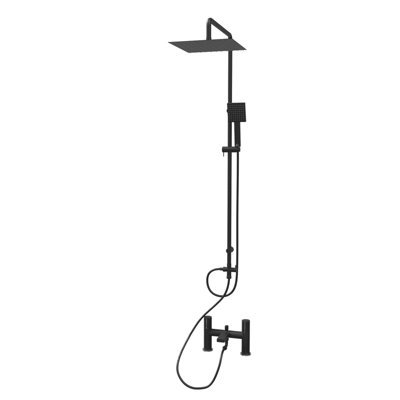 Nes Home Square Riser Rail Shower Kit With Bath Mixer Tap & Handset ...