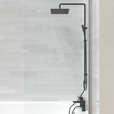 Nes Home Square Shower Riser Rail Kit With Bath Mixer & Handset Matte Black
