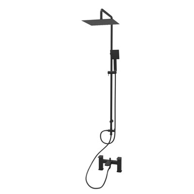 Nes Home Square Shower Riser Rail Kit With Bath Mixer & Handset Matte Black