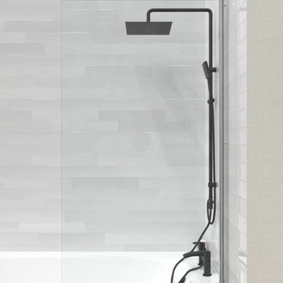 Nes Home Square Shower Riser Rail Kit With Mixer Tap & Handset Matte Black