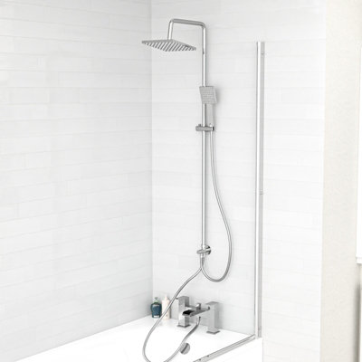Nes Home Square Shower Waterfall Mixer Tap, Handset & Riser Rail Kit Chrome