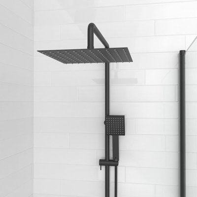 Nes Home Square Shower Waterfall Mixer Tap, Handset & Riser Rail Kit ...