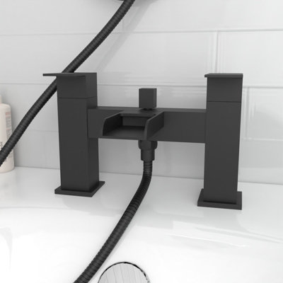 Nes Home Square Shower Waterfall Mixer Tap, Handset & Riser Rail Kit ...
