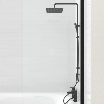 Nes Home Square Shower Waterfall Mixer Tap, Handset & Riser Rail Kit ...