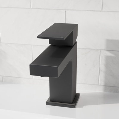 Nes Home Square Single Lever Bathroom Matte Black Basin Mono Mixer Tap ...