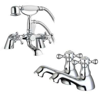 Nes Home Stafford Victorian Basin Taps & Bath Shower Mixer Tap