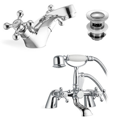 Nes Home Stafford victorian Bath Shower Mixer & Basin Mono Mixer Tap ...