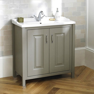 Nes Home Stone Grey Chiltern 800mm Vanity Basin Unit, Tall Cabinet ...
