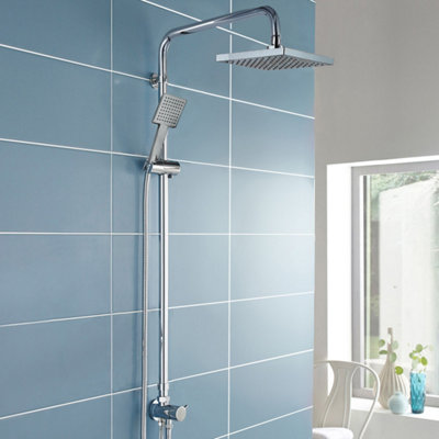 Nes Home Studio Bath Shower Mixer with Exposed Dual Square Shower Head ...