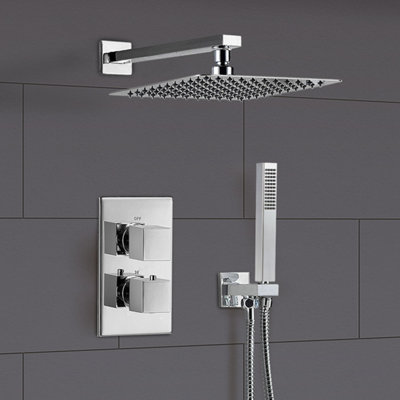 Nes Home Temel Thermostatic Concealed Shower Mixer Bathroom Square Slim ...